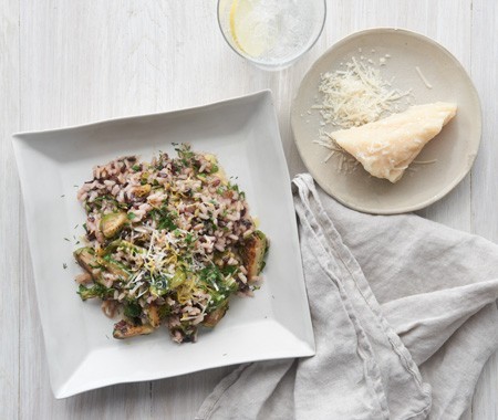 Arborio and black rice risotto with Brussels sprouts and lemon zest ...