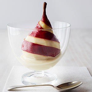 Candy cane striped poached pears recipe | Eat Your Books