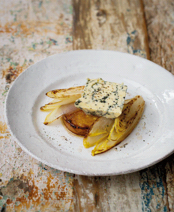 Cashel blue, roasted endive and roasted pear in a spice syrup recipe ...