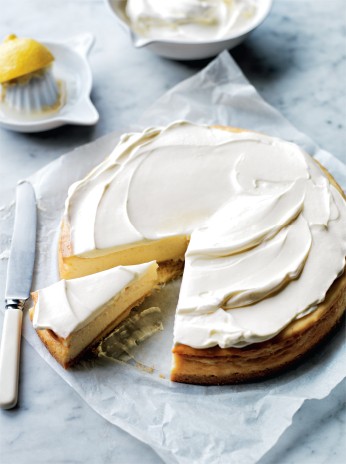 Classic lemon ricotta cheesecake with whipped cream topping recipe ...