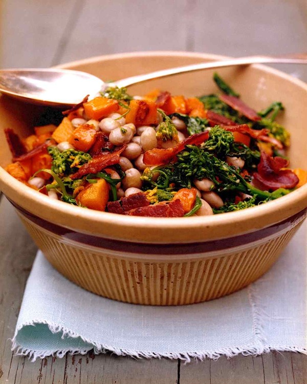 Cranberry-bean salad with butternut squash and broccoli rabe recipe ...