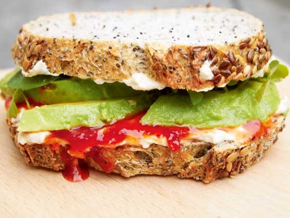 Hummus, avocado, and chili jam sandwich recipe | Eat Your Books