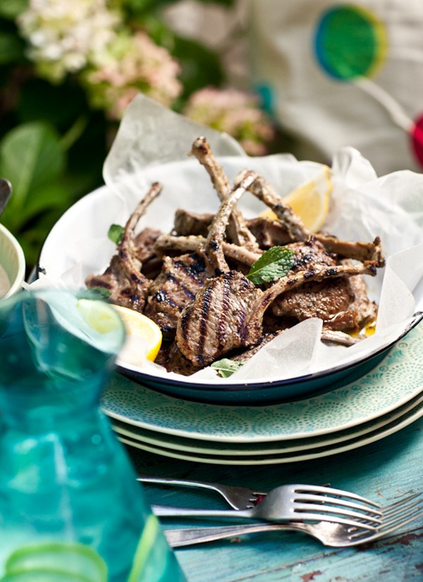 Organic lamb cutlets marinated in mint, garlic and lemon, Greek yoghurt ...