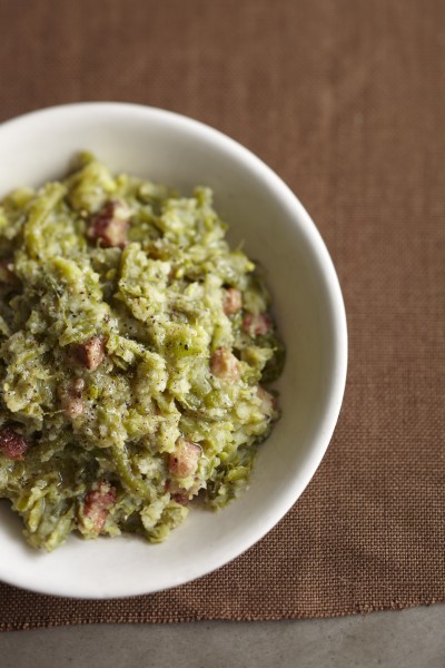 Smashed green beans and potatoes with pancetta recipe | Eat Your Books