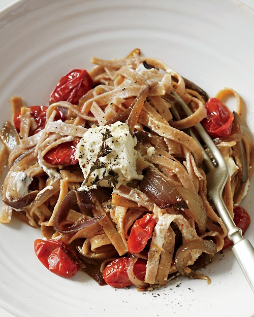 Spelt ribbon pasta with marinated feta recipe | Eat Your Books