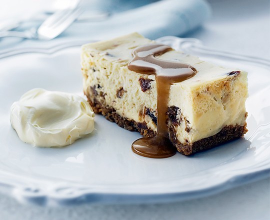 Sticky date cheesecake slice with caramel fudge sauce recipe | Eat Your ...