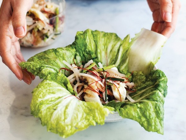 White wrapped kimchi with persimmon and dates (Baek bossam kimchi ...